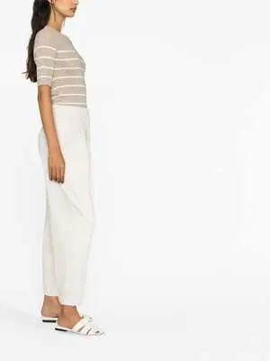 Brunello Cucinelli Striped Short-sleeve Knitted Top