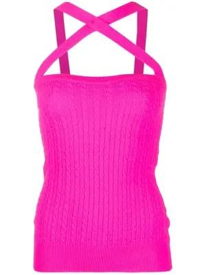 PATOU Cable-knit Halterneck Top - Pink
