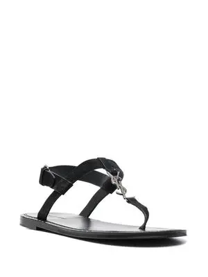Saint Laurent Cassandra Logo Plaque Flat Sandals
