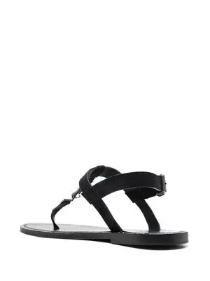 Saint Laurent Cassandra Logo Plaque Flat Sandals