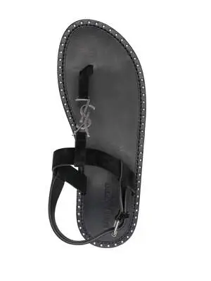 Saint Laurent Cassandra Logo Plaque Flat Sandals