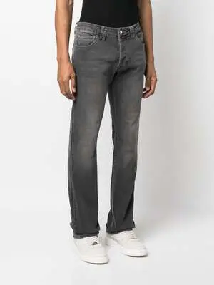 BILLIONAIRE Logo-embroidered Straight-leg Jeans - Grey