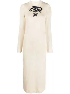 Zimmermann High Tide Lace-up Knitted Dress - Neutrals