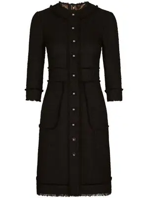 Dolce & Gabbana Raschel Tweed Midi Dress - Black