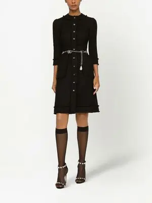Dolce & Gabbana Raschel Tweed Midi Dress - Black
