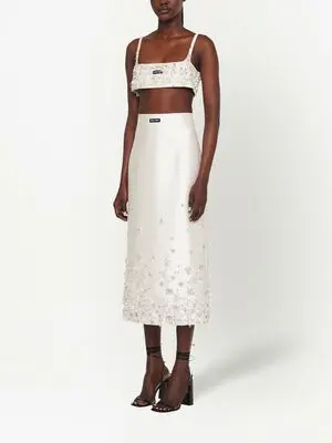 Miu Miu Floral-embellished Midi Skirt