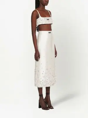 Miu Miu Floral-embellished Midi Skirt