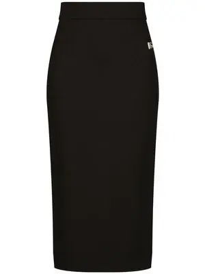 Dolce & Gabbana Milano-ribbed Midi Skirt - Black