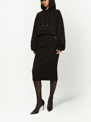 Dolce & Gabbana Milano-ribbed Midi Skirt - Black