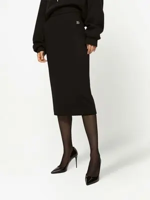 Dolce & Gabbana Milano-ribbed Midi Skirt - Black