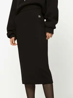 Dolce & Gabbana Milano-ribbed Midi Skirt - Black