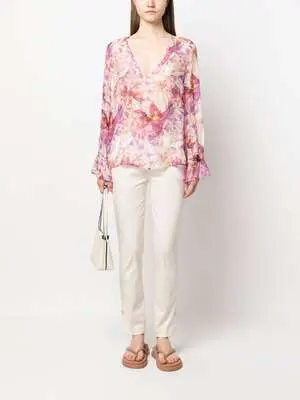 Liu Jo Slim-fit Cotton Blend Trousers - Neutrals