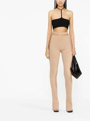 ANDREĀDAMO Lace-up Halterneck Crop Top