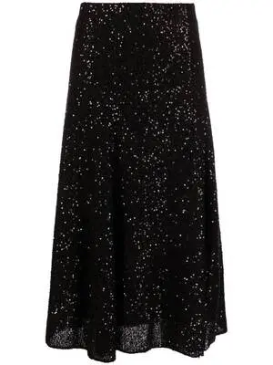Brunello Cucinelli Sequinned A-line Midi Skirt - Black