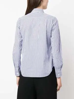 Play Comme Des Garcon Signature Heart-patch Striped Shirt