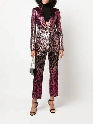 Roberto Cavalli Animal-print Lamé Cropped Trousers