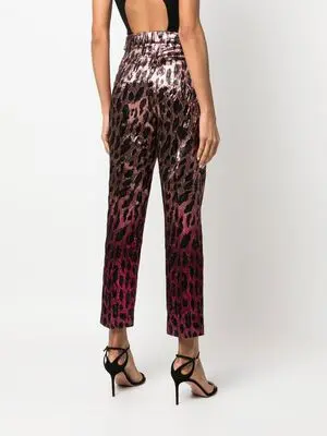 Roberto Cavalli Animal-print Lamé Cropped Trousers