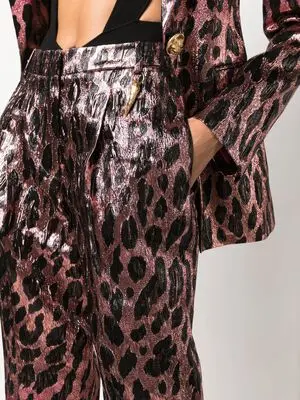 Roberto Cavalli Animal-print Lamé Cropped Trousers