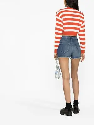 Kenzo Striped Cropped Cardigan - Orange