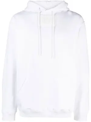 VTMNTS Barcode-patch Drawstring Hoodie - White