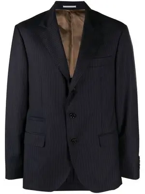 Brunello Cucinelli Chalk-stripe Virgin-wool Blazer - Blue