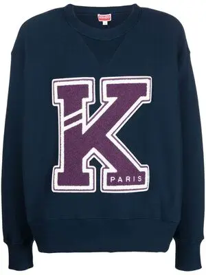 Kenzo Logo-appliqué Crew-neck Sweatshirt - Blue