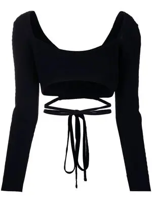 PATOU Cropped Tie-fastening Top - Blue