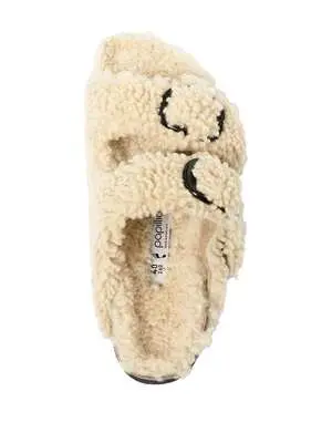 BIRKENSTOCK Arizona Big Buckle Shearling Slides - Neutrals