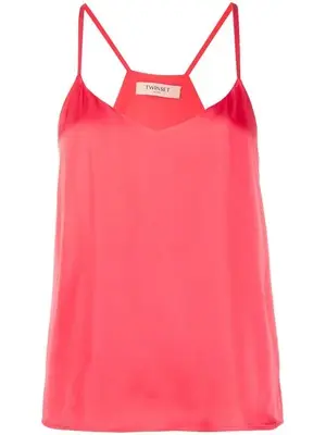 TWINSET Logo-plaque Satin Top - Pink