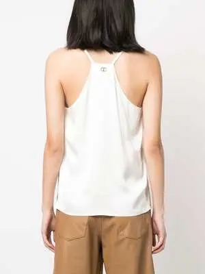 TWINSET Rear Logo-plaque Satin Top - White