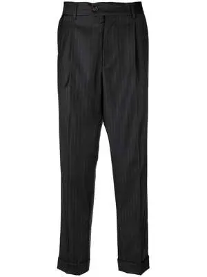 Brunello Cucinelli Chalk-stripe Virgin-wool Tailored Trousers - Grey
