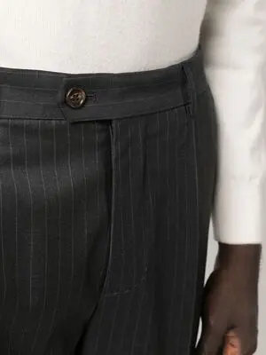 Brunello Cucinelli Chalk-stripe Virgin-wool Tailored Trousers