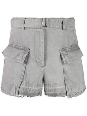 Sacai Belted-waist High-waisted Shorts - Grey