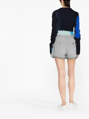 Sacai Belted-waist High-waisted Shorts - Grey