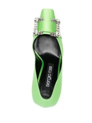 SERGIO ROSSI Crystal-embellishment Square-toe 95mm Pumps
