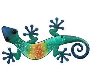 LUXEN HOME Luxenhome Gecko Lizard Metal And Glass Outdoor All Decor - One-color