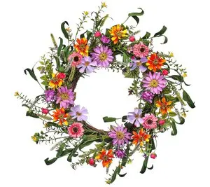 VALERIE PARR HILL Mixed Cosmos Wild Flower Wreath 22' Valerie - One-color