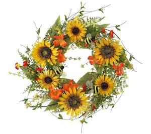 VALERIE PARR HILL Sunflower And Honey Bee Wreath 26' Valerie - One-color