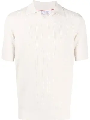 BRUNELLO CUCINELLI Ribbed Knit Polo Shirt