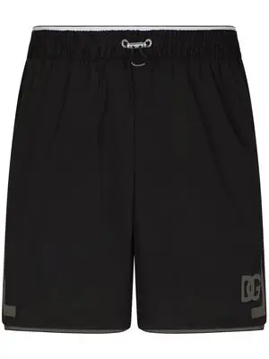Dolce & Gabbana Thigh-length Monogram-print Swim Shorts - Black