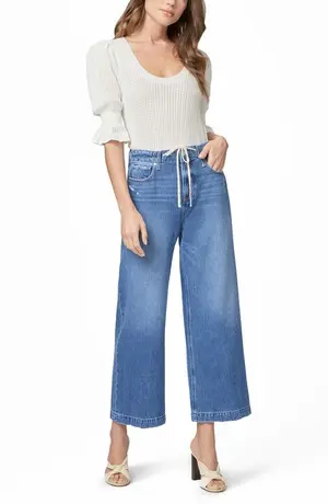 Paige Zoey Tie Waist Wide Leg Jeans