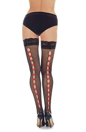 MEMOI Bow Backseam Fishnet Stockings