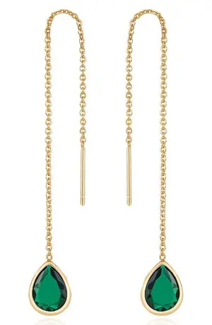 Ettika Cubic Zirconia Drop Earrings - Green