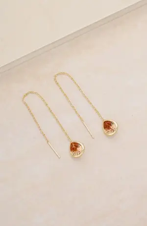 Ettika Cubic Zirconia Drop Earrings - Tan