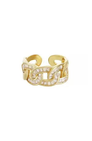 Ettika Cubic Zirconia Link Ring - Gold