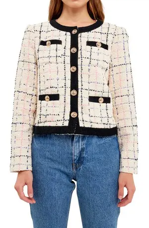 English Factory Plaid Bouclé Jacket