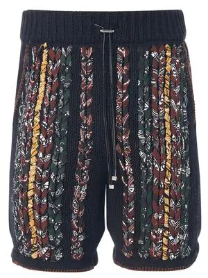 Amiri Braided Bandana Stripe Print Shorts - Black