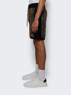 Amiri Braided Bandana Stripe Print Shorts - Black