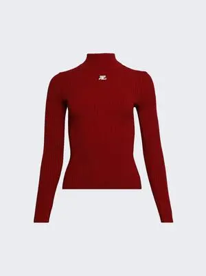 COURRÃ¨GES Reedition Rib Knit Mockneck Sweater - Red