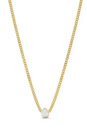 SHYMI Bezel Pendant Necklace - Gold/ White/pear Cut